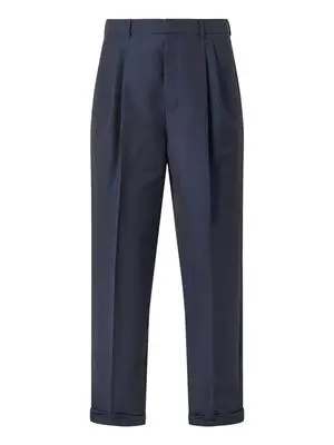 Saint Laurent Tapered Pleated Wool And Mohair-blend Trousers - Blue