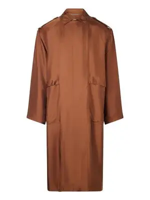 Saint Laurent Double-breasted Silk Trench Coat - Brown