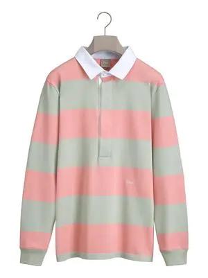Dior Long-sleeved Polo Shirt - Gray Cotton Jersey With Stripes