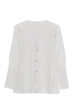 Issey Miyake Pleated Buttoned Knitwear - Grey