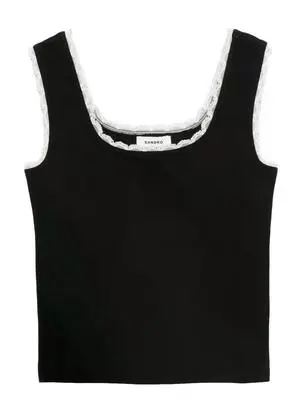 Sandro Square-neck Top - Black