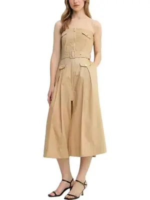 GAUDI Belted Zip Midi Dress - Neutrals
