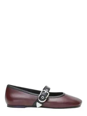3.1 Phillip Lim Mary Jane Buckle Strap Flats - Red