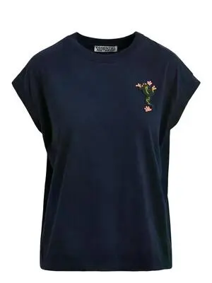 Essentiel Antwerp Frog-detail T-shirt - Blue
