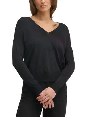 GAUDI V-neck Long Sleeve Sweater - Black