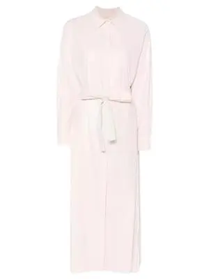 TWINSET Belted Pleated Shirt Dress - Pink