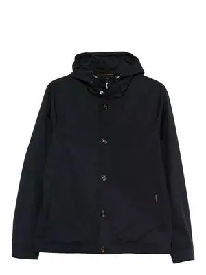 MOORER Hooded Button Jacket - Blue