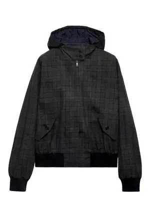 Prada Prince Of Wales Checked Wool Jacket - Grey