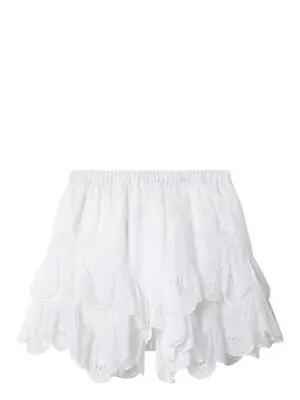 MARANT ETOILE Floral-lace Ruffled Shorts - White