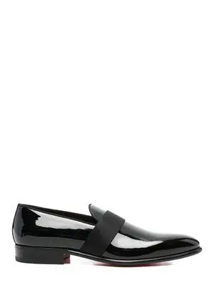 Santoni Leather Strap Loafers - Black