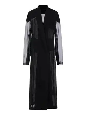 YEHUAFAN Semi-sheer Tulle Coat - Black
