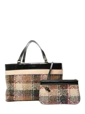 Burberry 2000s Tweed Handbag With Pouch - Brown