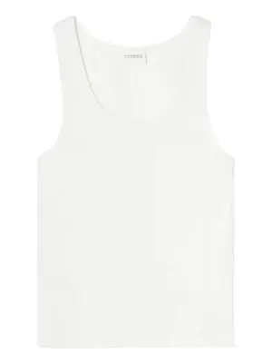 Closed Ribbed Tank Top - White