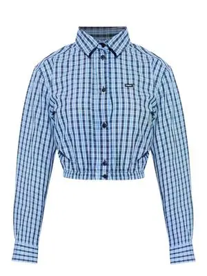 Vetements Cropped Check Shirt - Blue