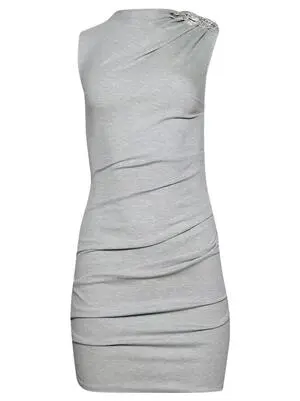 David Koma Crystal-embellished Ruched Mini Dress - Grey