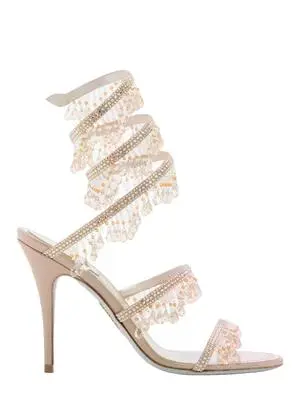Rene Caovilla Beaded Strappy Sandals - Neutrals