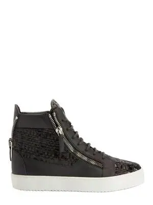 GIUSEPPE ZANOTTI Kriss Crocodile-print High-top Sneakers - Brown