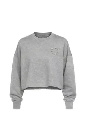 EZR Stud-embellished Cropped Sweatshirt - Grey