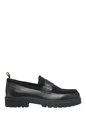 Hugo Panelled Leather Loafers - Black