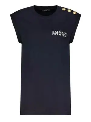 Balmain Cotton Logo T-shirt - Blue