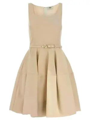 Fendi Belted-embellishment Mini Dress - Neutrals