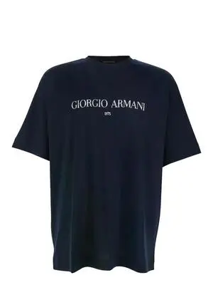 Giorgio Armani Logo-print Cotton T-shirt - Blue