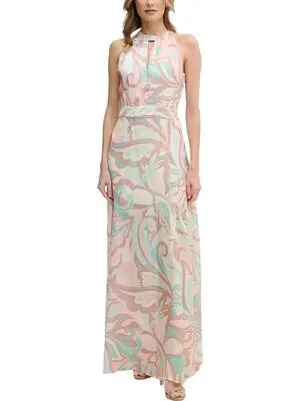 GAUDI Printed Halterneck Maxi Dress - Pink
