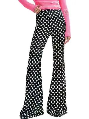 Essentiel Antwerp Polka-dot Flared Trousers - Black