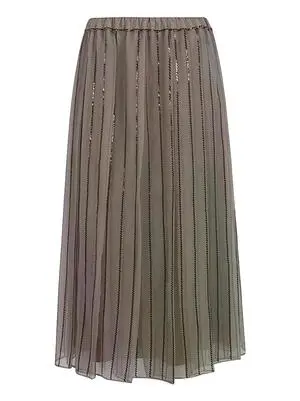 Brunello Cucinelli Striped Midi Skirt - Neutrals