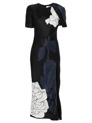 Victoria Beckham Floral Short-sleeve Dress - Blue