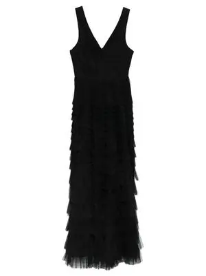TWINSET Ruffled V-neck Dress - Black