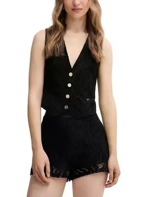 GAUDI Buttoned V-neck Vest - Black