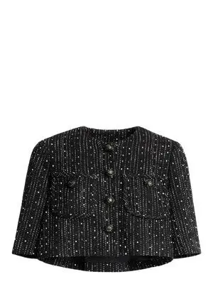 Elie Saab Tweed Cropped Jacket - Black