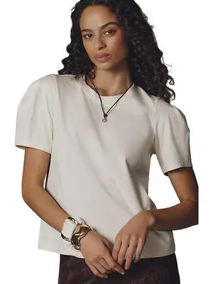 Sanctuary Cotton Puff-Sleeve T-Shirt Ivory