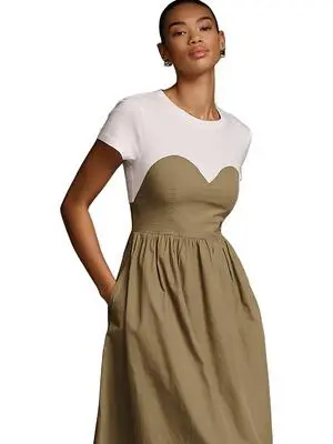 Maeve Bustier Twofer Midi Dress - Olive