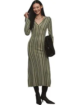 SIMONMILLER Reade Polo Midi Dress - Green Stripe