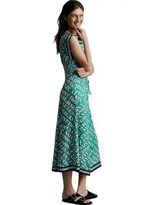 Maeve Sleeveless Hanky-hem Midi Dress - Green Pattern