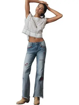 DRIFTWOOD Eva Valentine's Day Mid-rise Flare Jeans - Love Letters