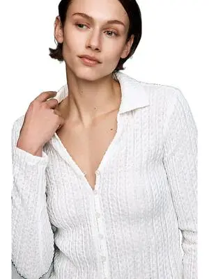 Sanctuary V-neck Button-down Top - White