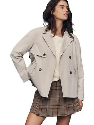 Hunter Tina Striped Double-breasted Trench Coat Jacket - Bone