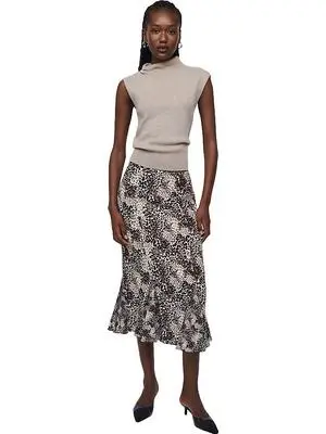 Maeve Godet Flare Midi Skirt - Brown Pattern
