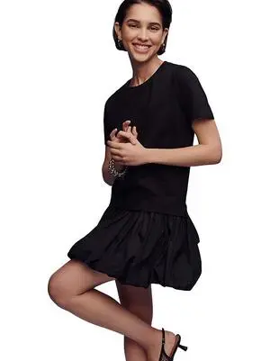 English Factory Twofer Bubble-hem Mini Dress - Black