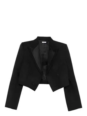 Alexander McQueen Double Lapel Cropped Jacket - Black