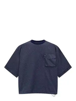 Giorgio Armani Micro-dot Chest-pocket Silk T-shirt - Blue