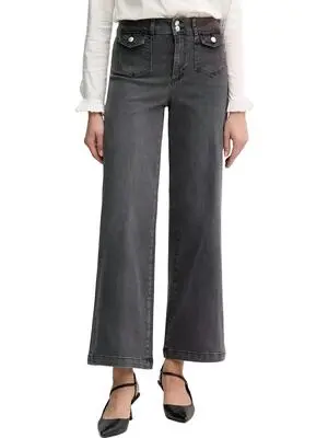 MOS MOSH Colette Pocket Wide Leg Jeans - Grey