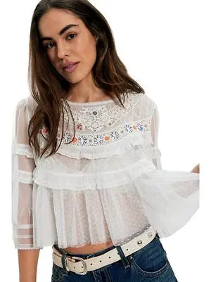 Free People Daisy Daze Blouse - Marshmallow
