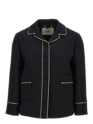 Fendi Tailored Wool And Silk Jacket - Black