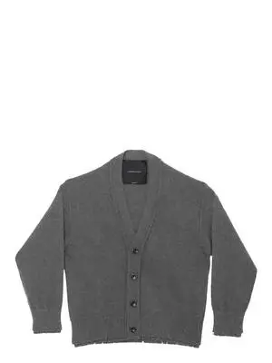 FEDERICO CINA Frayed Button Cardigan - Grey
