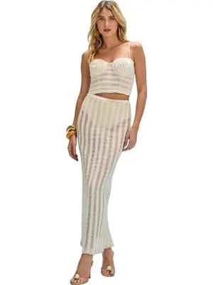 PatBO Celeste Knit Maxi Skirt - White