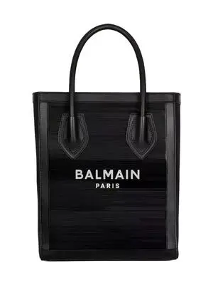 Balmain Leather-trimmed Canvas Tote Bag - Black